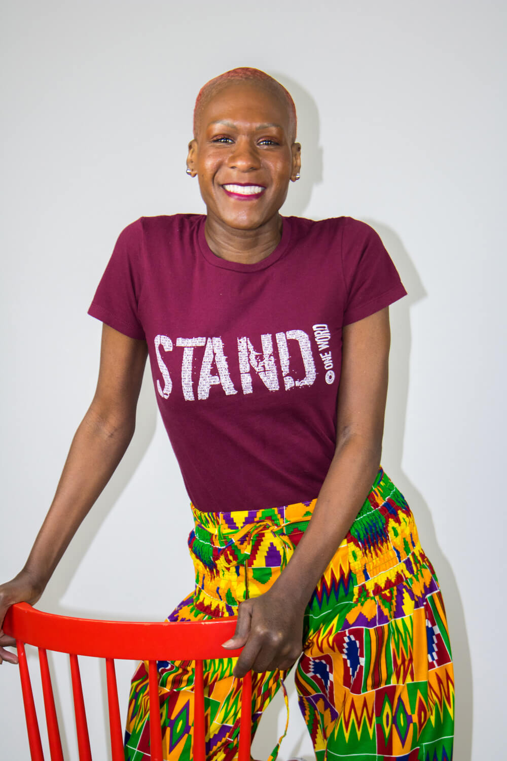 Women's "STAND!" for change t-shirt -Speak! Act! Stand! – the word changes